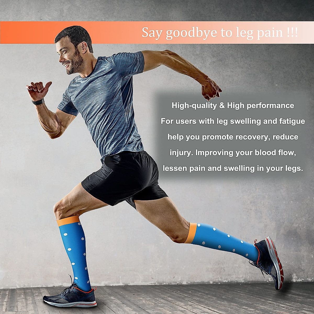 FEYHAY Copper Compression Socks(8 Pairs) for Men & Women 15-20 mmHg is Best Athletic & Daily for Running Flight Travel Climbing (Large-X-Large, 05 navy/Gray/Black)