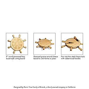 PICNIC TIME TOSCANA - Mariner Cheese Board And Tool Set - Charcuterie Board Set - Wood Cutting Board With Cheese Knives, (Parawood),Brown, Large