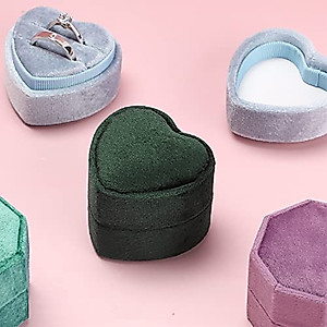 WantGor Velvet Ring Box, Double Jewelry Ring Gift Box Vintage Ring Display Holder Engagement Wedding Box with Detachable Lid (Green)