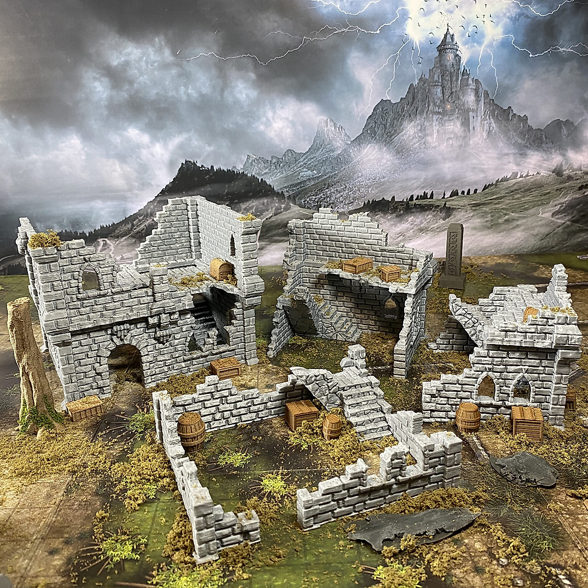 Extruded Gaming Building Ruins Set 3B