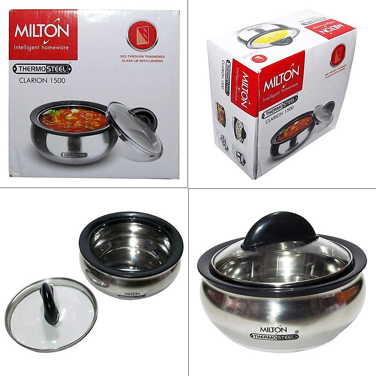 Milton Thermo Stainless Steel Insulated Casserole Keep Hot / Cold Serving Dish - 1.5 Liter by Milton