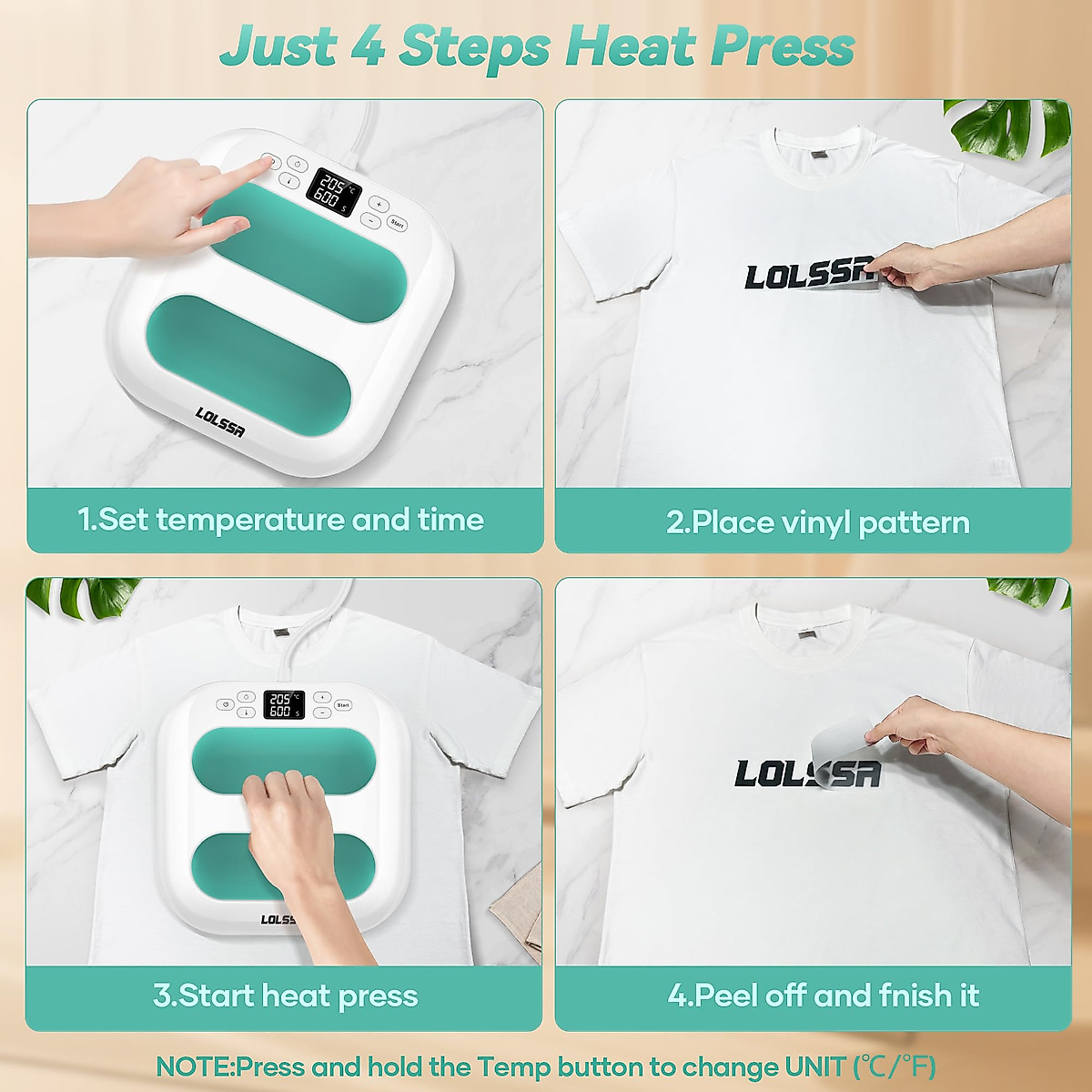Heat Press Machine for T Shirts- 9x9 Heat Press Shirt Press Machine with Precise Temperature Control, Mini Heat Press for Hats, Dresses, Pillows, Tote Bags-Green