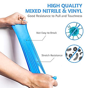 squish Disposable Gloves, 100Pcs Blue Vinyl Blend Exam Gloves Non Sterile, Powder Free, Latex Free - Cleaning Supplies, Kitchen and Food Safe(Pack of 100) (Blue Large)