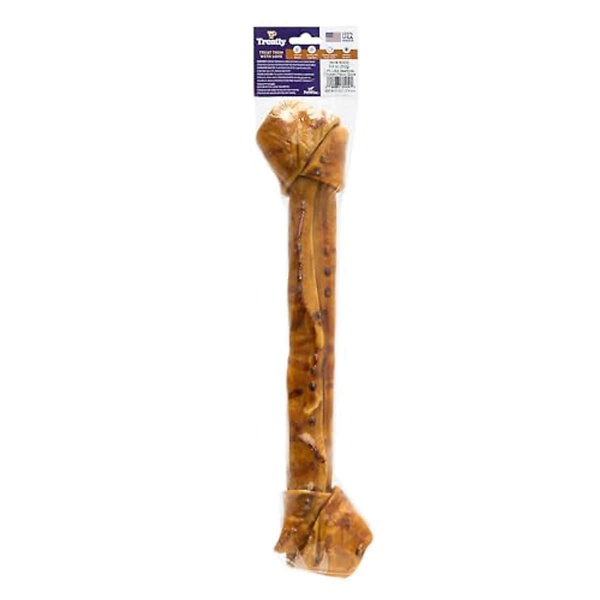 Treatly USA Beefhide Bones 15-17" Dog Chew Treats - Chicken Flavor, 1 Count/1 Pack