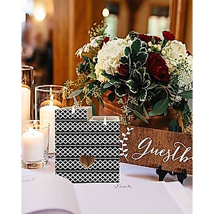 Black Stripe Candle Holder with Tea Light,Vintage Wood Tealight Candle Stick Holder Pillar Centerpiece,Heart-Shaped Tall Wooden Tea Light Candle Holders Set Geometry Abstract Contemporary Boho Dot