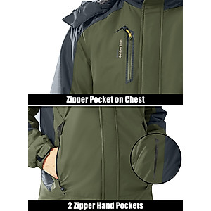 MAGCOMSEN Work Jacket Winter Coats Ski Jacket Waterproof Jaket Rain Jackets Fleece Jacket Softshell Jacket Tactical Jacket Snowboard Jackets Green