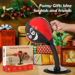 HZG Desktop Punching Bag, Stress Buster with Suction Cup for Office Table and Counters, Heavy Duty Stress Relief Ball, Desk Boxing Punch Ball, Funny Toys Punching Bag for Kids Coworkers and Friends