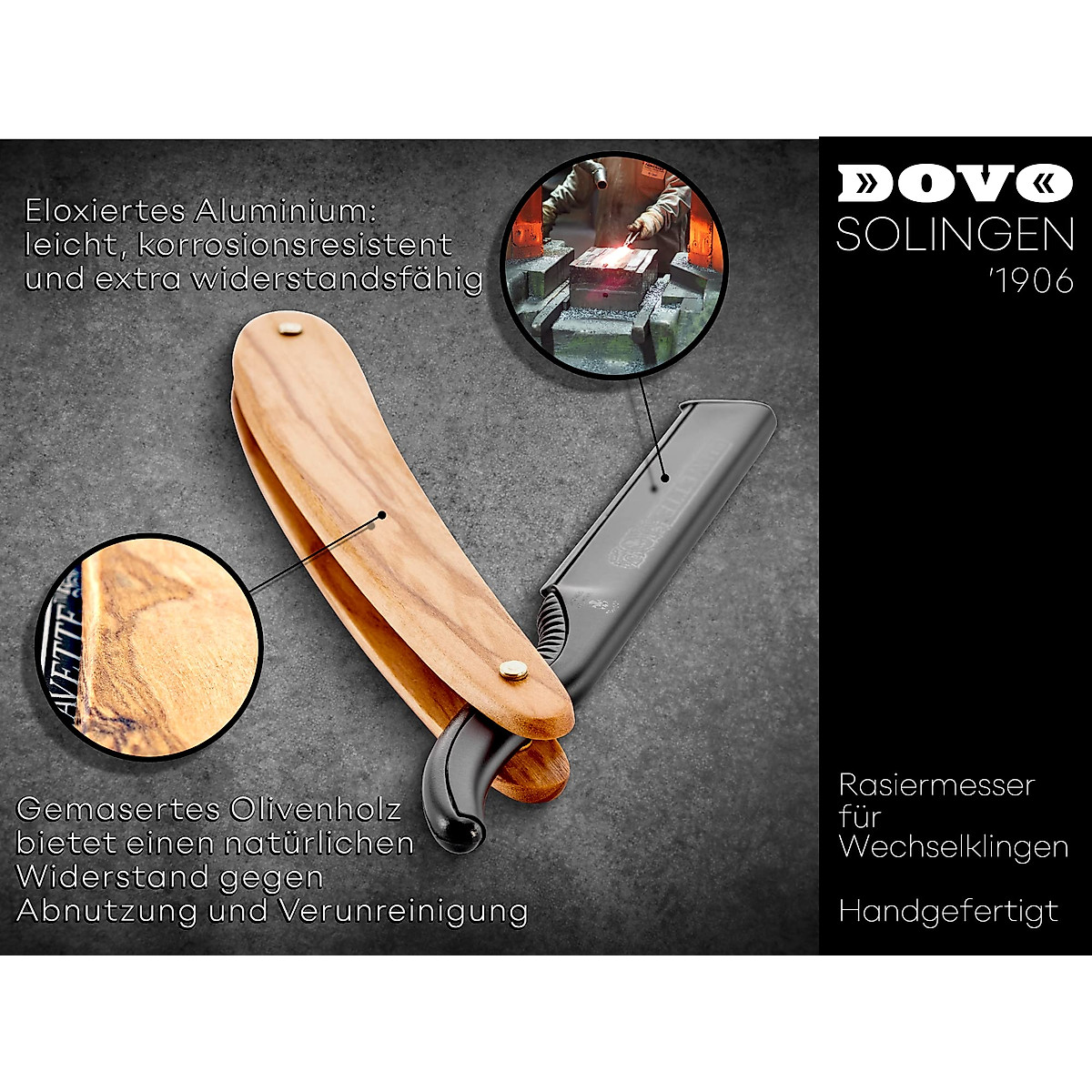 DOVO Shavette with Olivewood Handle