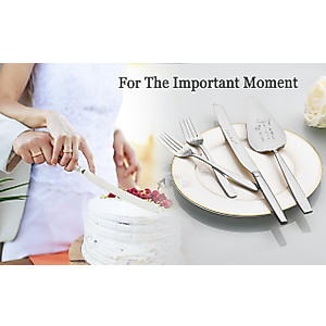 Parihy Wedding Cake Cutting Set, Sliver Wedding Cake Knife and Server Set 2024 with Forks, Mr and Mrs Cake Cutting Set for Wedding, Engagements Anniversaries (Silver)