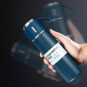 MUGZee Stainless Steel Thermo 500ml/16.9oz Vacuum Insulated coffee thermos with cups for Hot drink and Cold drink water and coffee flask.