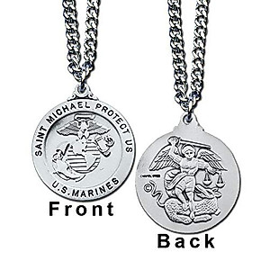 St Michael Us Marines Service Pendant Necklace & Prayer Card