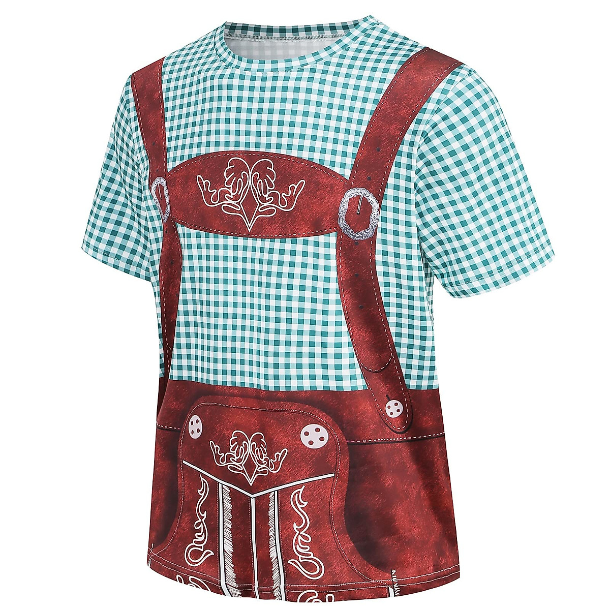Colorful House Oktoberfest T-Shirt Men October Festival Costume German Costume Lederhosen Men Shirt Green(Green, X-Large)