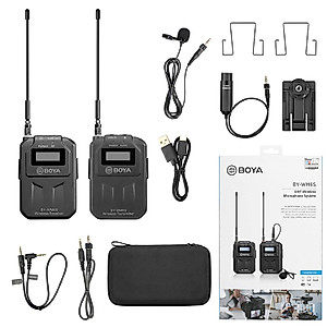 BOYA UHF Wireless Lavalier Microphone with 48-Channel, BY-WM6S, Broadcast Sound Quality and Integrity of Audio, Built-in Rechargeable Battery for Smartphone, Tablets, DSLR Camera, Sony Camcorder