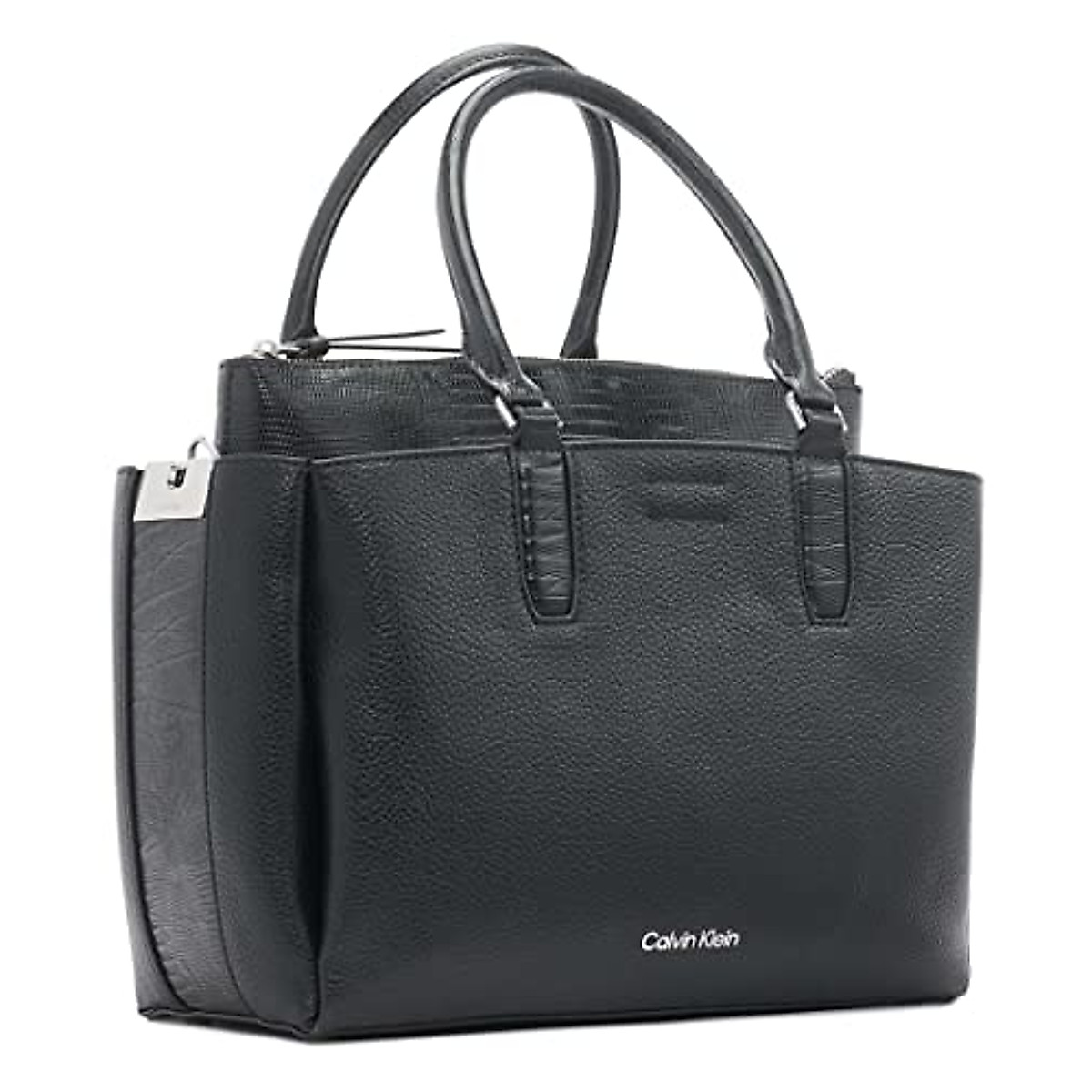Calvin Klein Rita 2 in 1 Organizaional Satchel, Black/Silver