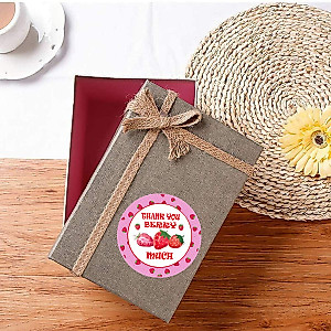 Strawberry Thank You Sticker Labels,2" Berry Sweet Strawberry Themed Birthday Party Thank You Stickers Great for Party Favors, Envelope Seals & Goodie （120 Pcs）