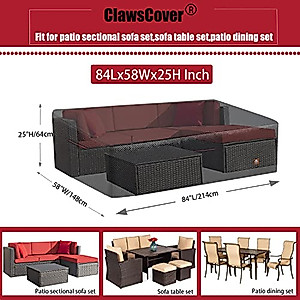 5-6 Pieces Patio Furniture Sets Covers Waterproof Outdoor,4 Seater Wicker Rattan Sectional Sofa Cover,All Weather Fadeless Patio Conversation Set Cover,4 Buckles Straps,Storage Bag,84Lx58Wx25H Inch