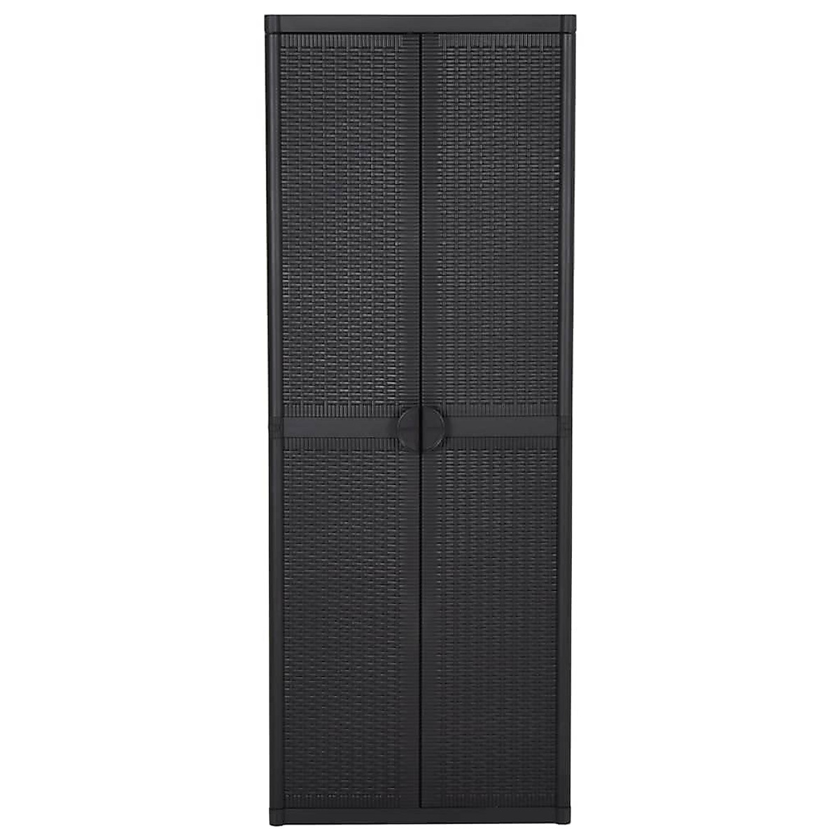 vidaXL Black Garden Storage Cabinet with PP Rattan Look - Versatile Use, Rugged Construction, Easy to Clean, Ideal for Patio and Garage Storage