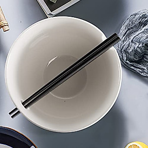 AVLA 2 Pack Porcelain Ramen Bowls, 15/26 OZ Japanese Udon Noodle Miso Bowls with Chopsticks, Deep Soup Bowl Set with Holes for Pho, Soba, Dipping Dishes, Dishwasher and Microwave Safe