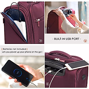 Verage Carry On Underseat Luggage with Wheels & USB Port, 16 Inch Wheeled Spinner Bag Carry-on Luggages for Airlines, Lightweight Suitcase Men Women, Pilots and Crew(16-Inch Rolling Underseat)