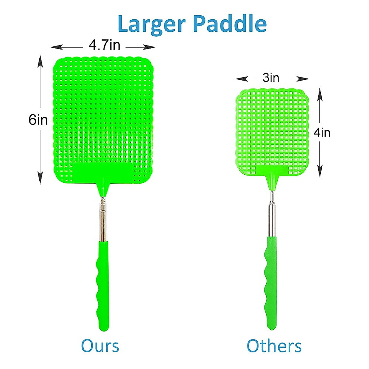 3Pcs Telescopic Fly Swatters, 29" Long Heavy Duty Retractable Manual Plastic Fly Swatter, Premium Extendable Flyswatter with Long Stainless Steel Pole, Pack of 3 Assorted Colors