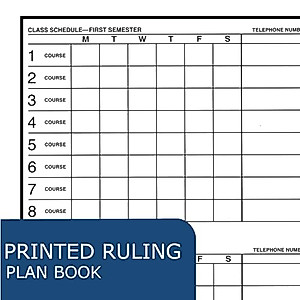 Roaring Spring Student Plan Book, 40-Weeks: Six-Subject Day, Blue/White Cover, (100) 11 x 8.5 Sheets