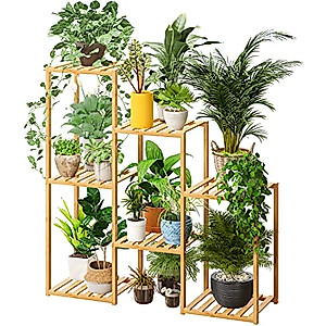 Bamboo Plant Stand Indoor Plants Multiple Plant Stands Wood Outdoor Tiered Plant Shelf for Multiple Plants, 7 Potted Ladder Plant Holder Table Plant Pot Stand for Window Garden Balcony Living Room