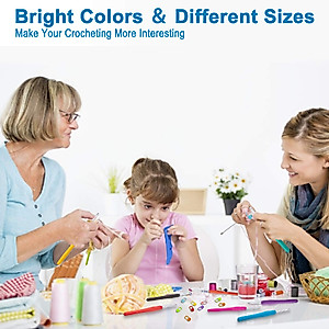 Vodiye 23 PCS Crochet Hooks, Ergonomic Handle Crochet Hooks Set for Arthritic Hands, Comfortable Smooth Crochet Needles Extra Long  Knitting Needles with Stitch Markers.