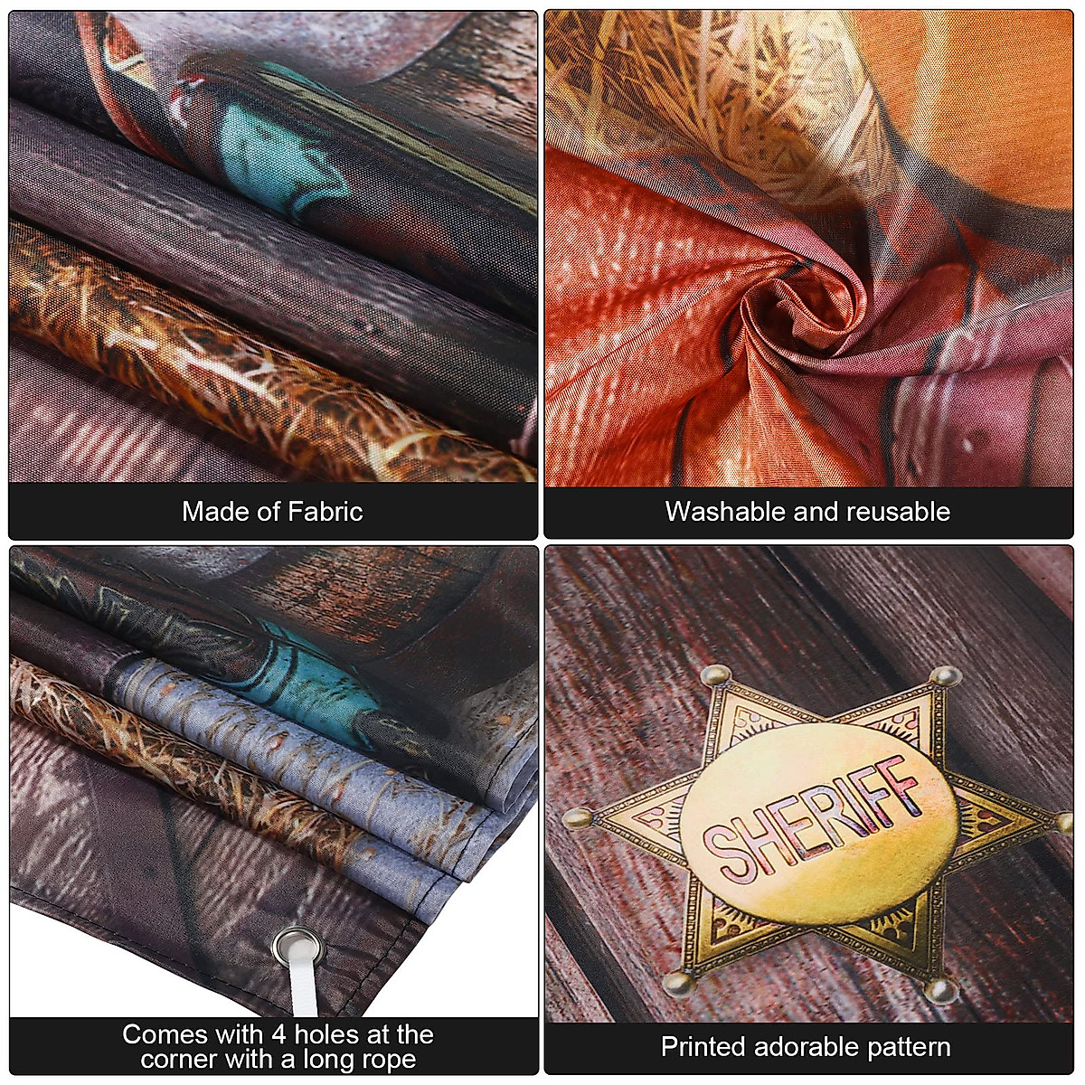 Oudain 7 x 5 ft Western Cowboy Backdrop Large Western Party Background Polyester Wild West House Barn Photo Banner for Kids Boy Western Cowboy Theme Birthday Party Photo Prop Booth Supplies Decor