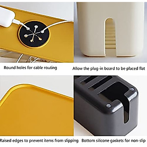 BUYSK Cable Management Box, Cord Organizer Box for Power Strip to Hide Cables on Desk or Floor, Made of Safe ABS Material Wires Keeper Holder (Off White)