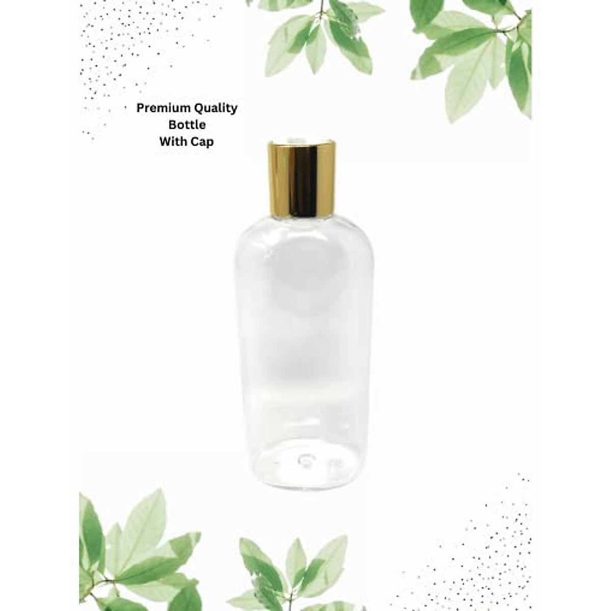 Plastic Bottles 8Oz / 250mL with Disk Top Gold Cap, Pack Of 3 bottles filling Shampoo Conditioner Lotion Oils. PET plastic, BPA free, reusable, Travel Toiletries disinfecting liquid cleaning supplies.