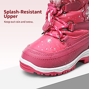 DREAM PAIRS Girls Toddler Snow Boots Slip Resistant Faux Fur Lined Mid Calf Little Kids Winter Shoes,Size 10 Toddler,Rose Red,SDSB2221K