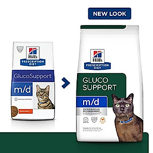 Hill's Prescription Diet m/d GlucoSupport Chicken Flavor Dry Cat Food, Veterinary Diet, 4 lb. Bag