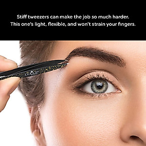 F.A.R.A.H. Z-Tweeze Professional Stainless Steel Dual Ended Precision Tweezers Galaxy Gold Style with Slanted and Pointed Tips