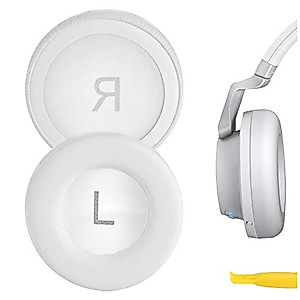 Geekria QuickFit Protein Leather Replacement Ear Pads for AKG K845BT, K845, K545, K540 Headphones Earpads, Headset Ear Cushion Repair Parts (White)