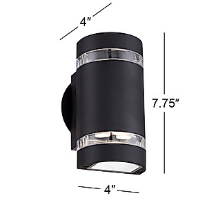 Wynnsboro Modern Outdoor Wall Light Fixture LED Black Aluminum 7 3/4" Tempered Clear Glass Up Down for Exterior House Porch Patio Outside Deck Garage Yard Front Door Garden Home - Possini Euro Design