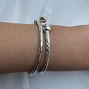 Better Jewelry Elegant Pointed Ends .925 Sterling Silver West Indian Bangles,1 pair