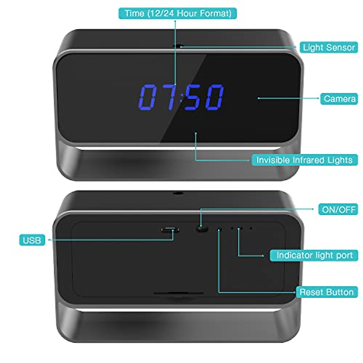 GooSpy Hidden Camera Clock WiFi Spy Camera FHD1080P Wireless Secret Nanny Cam Small Surveillance Security Cams Enhanced Night Vision Motion Detection Alert