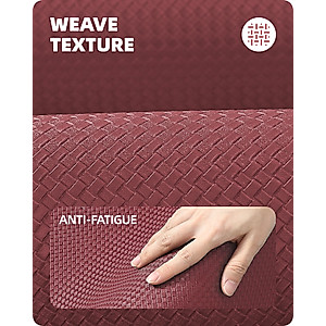 Color&Geometry Kitchen Rug Set 2 Piece Kitchen Runner Rug Kitchen Floor Mat, Cushioned Anti Fatigue Non Skid Waterproof Comfort Standing Kitchen Mat, 17"x29"+17"x59", Red