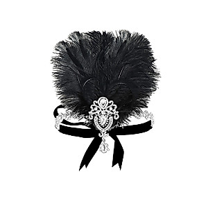 BABEYOND Women's Ostrish Feather Crystal Headband Feather Headband Flapper Headpiece 1920s