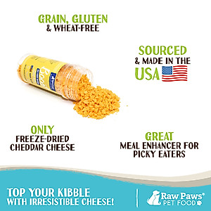 Raw Paws Boost Pet Food Topper Freeze-Dried Cheese, 3.6-oz - Made in USA - Dog Food Toppers for Picky Eaters - Dog Cheese Treats Dog Food Seasoning - Dog Meal Toppers for Dogs, Kibble Toppers for Dogs