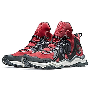 RAX Men's Ankle High Waterproof Hiking Boots Outdoor Lightweight Shoes (Red, numeric_8)
