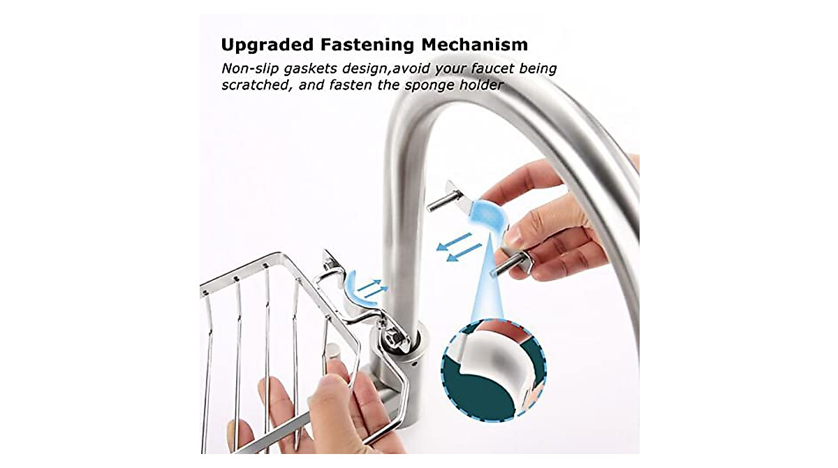 ZeJlo Faucet Sponge Holder - Durable Stainless Steel Sink Organizer