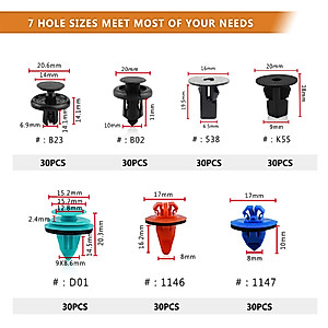 Car Fender Flare Retainer Clips 210PCS Plastic Fastener Rivets Bumper Fender Liner Automotive Push Pins for Toyota 4Runner RAV4 FJ Cruiser Tacoma Replace 75397-35010 75495-35010 90189-06013