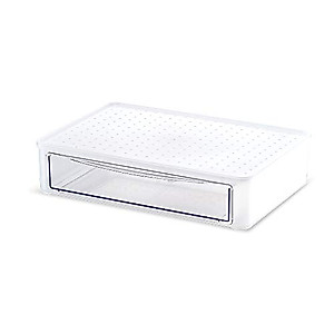 Madesmart Plastic Stacking Pull-Out Drawer for Bathroom Storage, Stackable Bathroom Organizer Drawer with Clear Front, Frost