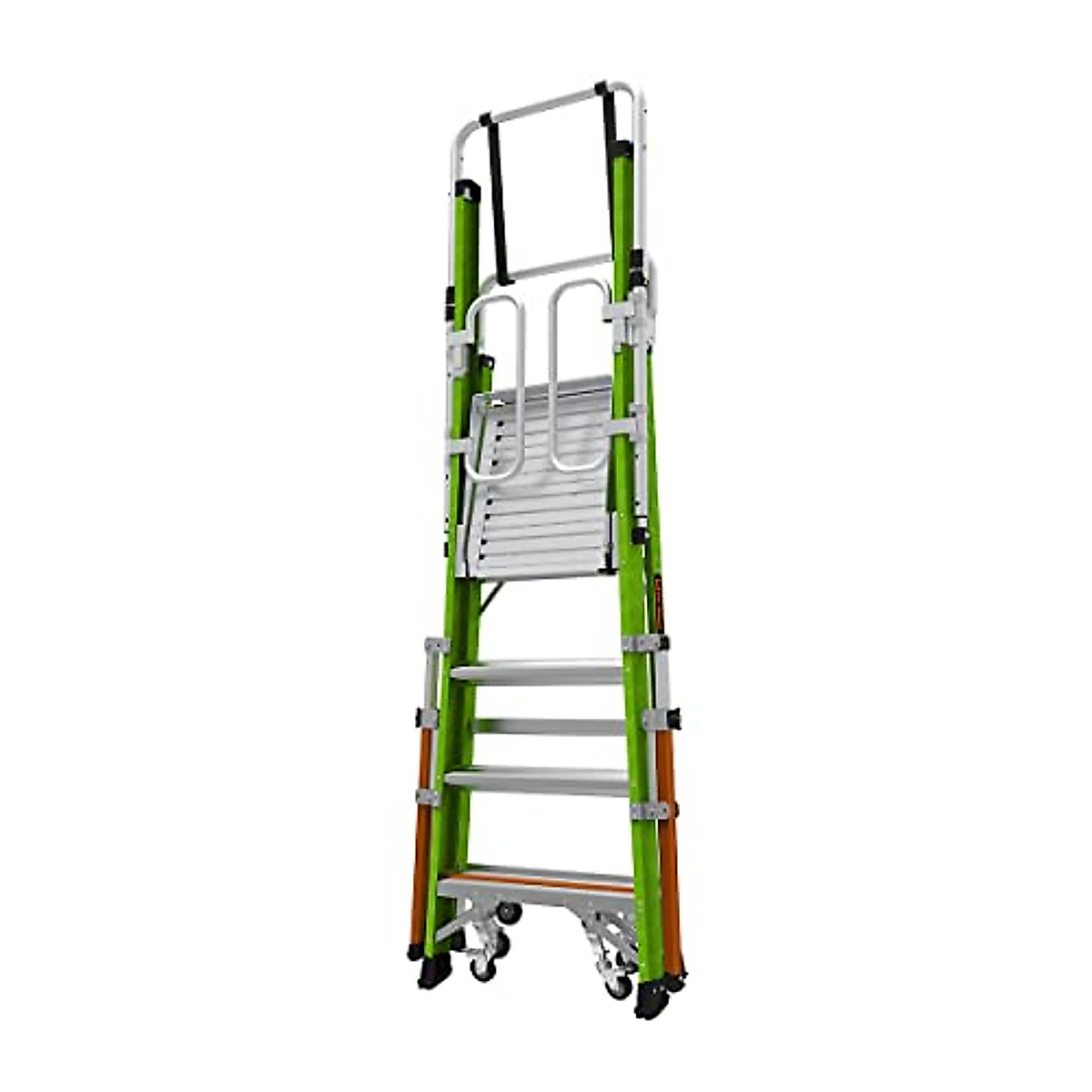 Little Giant Ladders Little Giant Ladder Systems Safety Cage 2.0, M4, 4ft Enclosed Platform, Ladder with Adjustable Outriggers, Fiberglass, Type 1AA, 375 lbs Weight Rating, (19704-146), Hi-viz Green