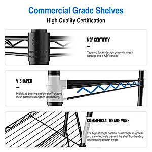 pouseayar 8-Tier NSF Metal Corner Shelf Wire Shelving Unit - 400lbs Capacity, Adjustable, with Leveling feet - Ideal for Garage, Kitchen, and More - 20" L x 20" D x 82" H - Triangle-Shape - Black