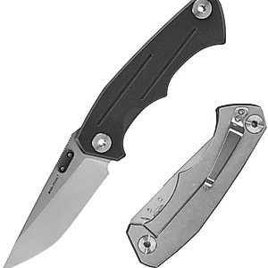 Real Steel Knives 3701 Crusader Folding Knife - Premium Stonewashed Blade 3.75" - Durable G10 Handle with Stainless Steel Back - Versatile EDC Tool for Outdoors and Everyday Carry