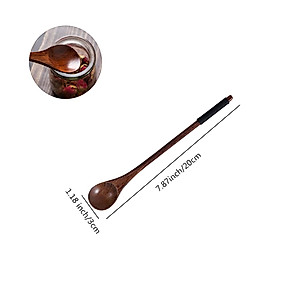 Handmade Wooden Long Handle Coffee Spoon Stirrer with Cable Tie, Retro Honey Jar Spoons Teaspoon Tea Stirring Spoon (2 Pack)
