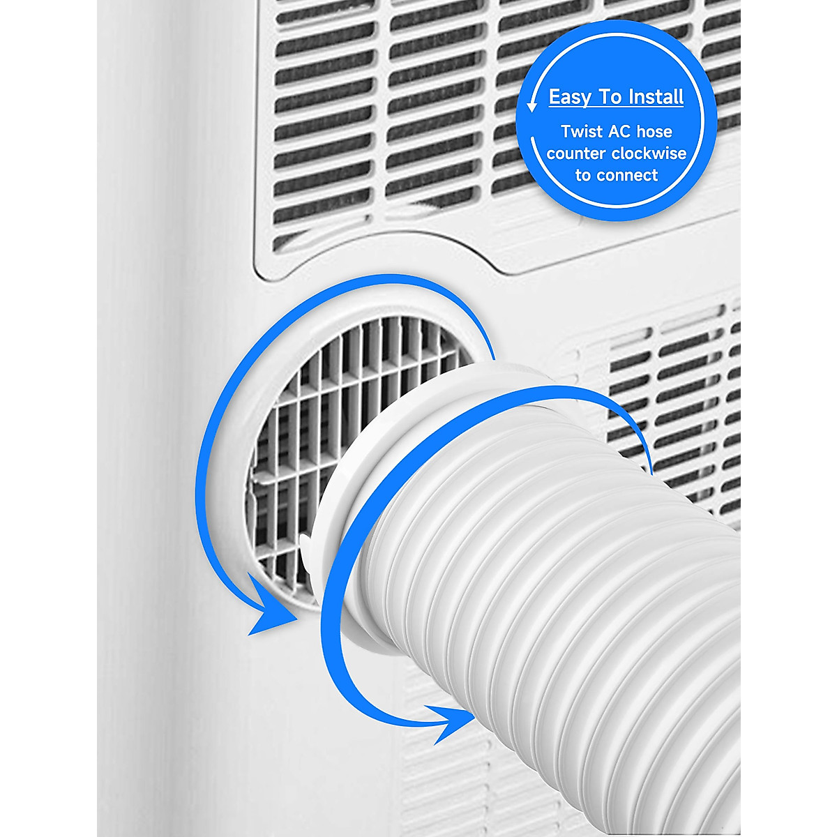 Toutgood 5.9 Inch Portable Air Conditioner Hose, Counterclockwise AC Exhaust Hose Length to 80 Inch Universal Flexible Thread Air Conditioner Parts Compatible with Haier, LG, Delonghi