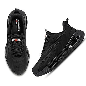 LARNMERN Steel Toe Shoes Men Breathable Work Sneakers Safety Lightweight Comfortable Tennis Shoe Indestructible Sneaker(10 Men, Black)